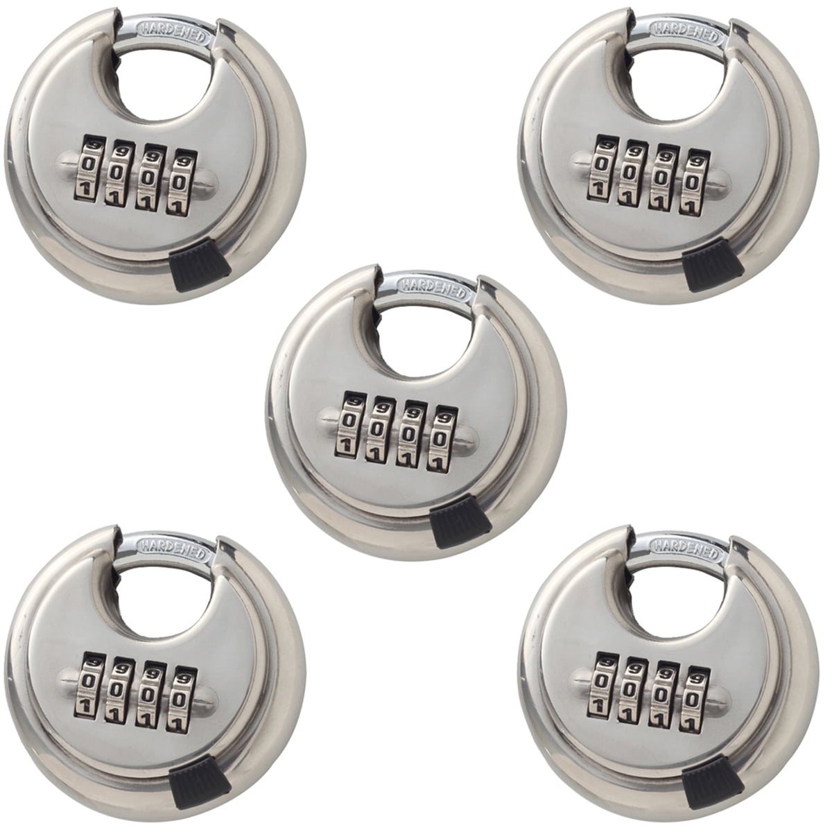 BE-TOOL 4 Digital Combination Padlock, 4Pcs Round Stainless Steel ...
