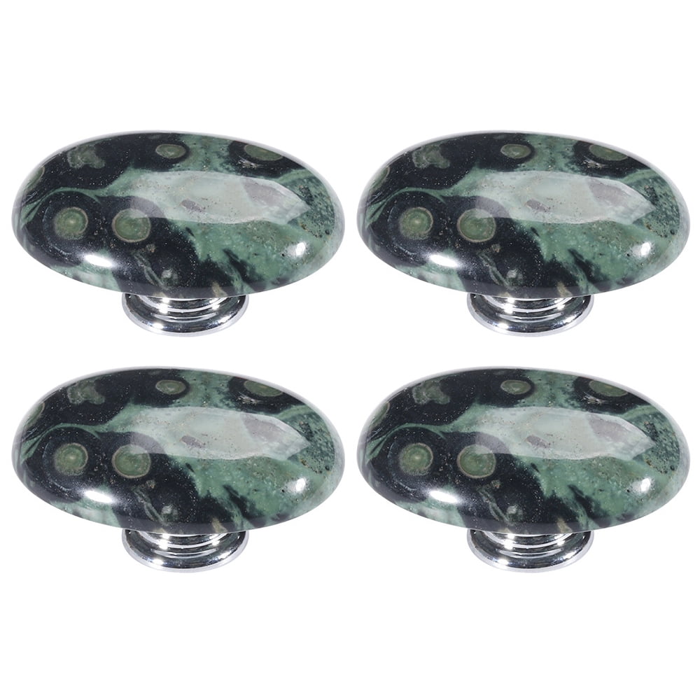 BE-TOOL 4PCS Natural Crystal Stone Door Knobs Ovale-Shaped Handles Door ...