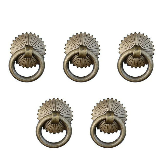 BE-TOOL 5 Pack Antique Brass Drawer Pull Rings, 25mm/0.98inch Cabinet Door Handles Door Knobs ...