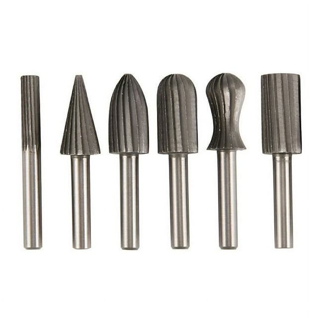 BE-TOOL 6Pcs File Rotary Cutter Tapered Tip Single Cut 6mm (1/4"inch ...