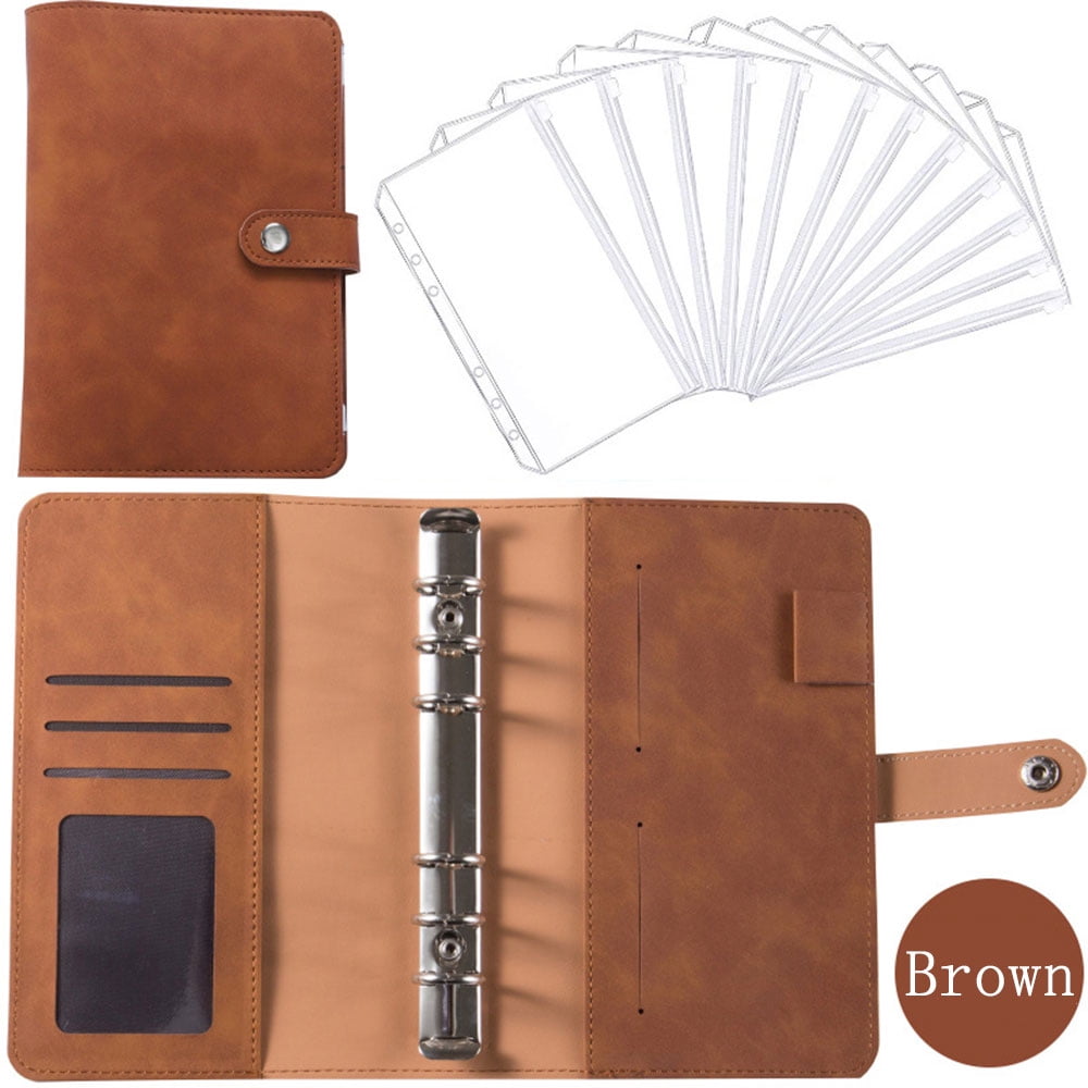 BE-TOOL PU A6 Notebook Binder Inner Paper Cover with Zipper Bags ...