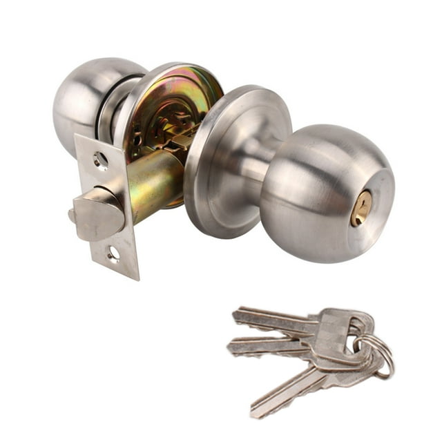 BE-TOOL Stainless Steel Door Knob Latch with 3 Keys, Home Bedroom Door ...