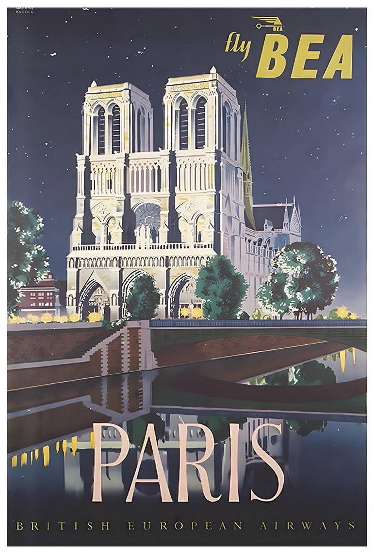BEA Airlines - France - Paris - Vintage Travel Poster (12x18Inches) - Walmart.com