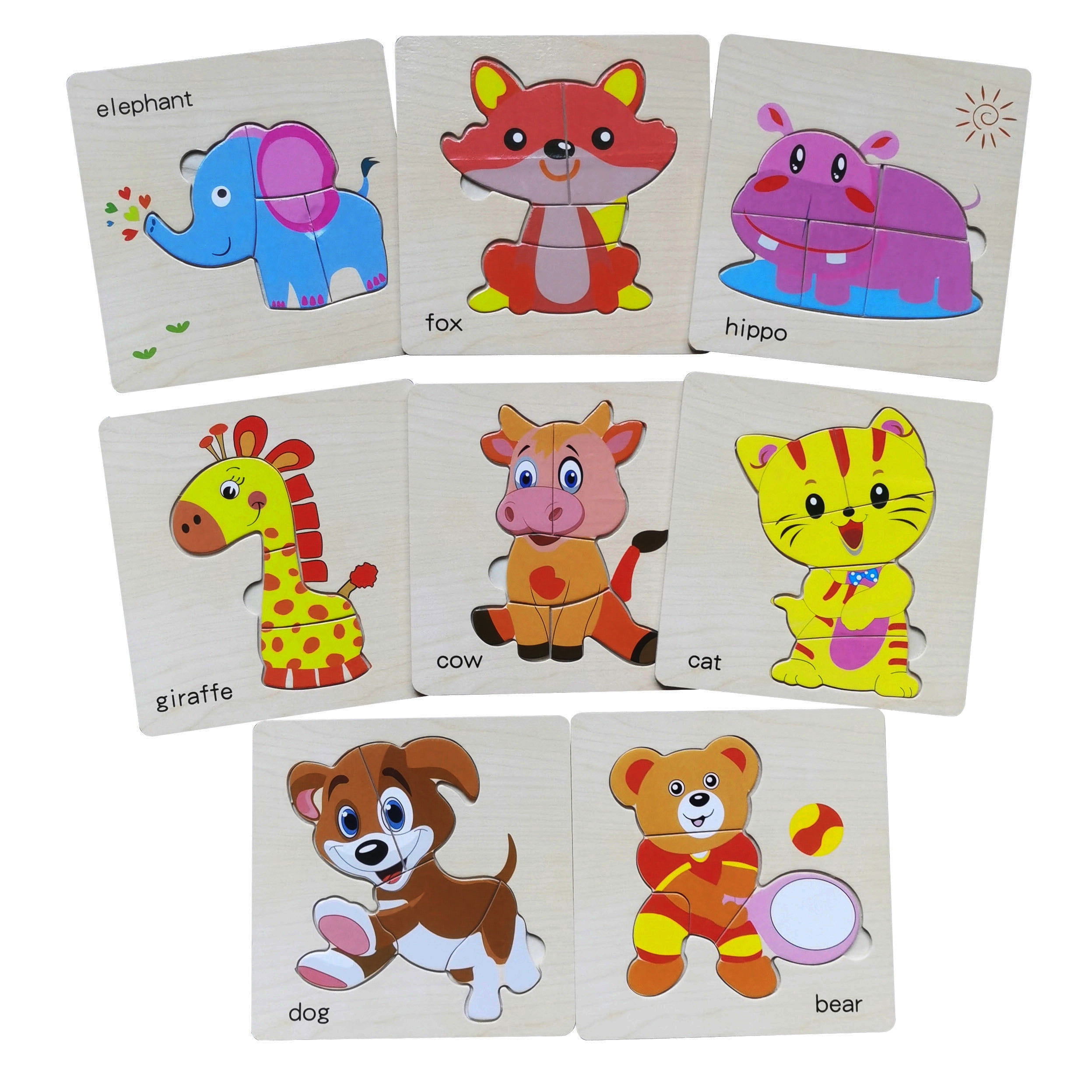BEACENOV Toddler Puzzles,Set of 8,Wooden Jigsaw Puzzle for 1 2 3 Year ...