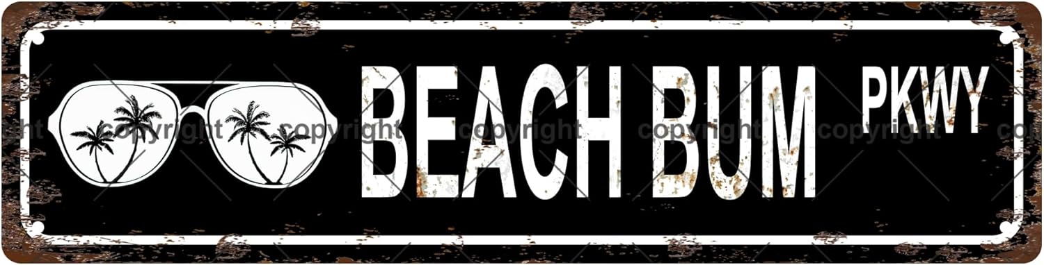 BEACH BUM PKWY Vintage Metal Tin Sign, Street Sign, Home Decor, Room ...