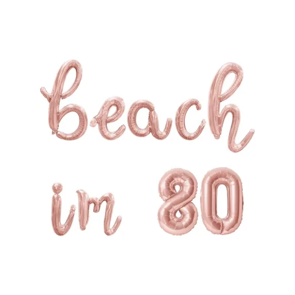 BEACH IM 80 Cursive Letter Balloon Banner - 80th Birthday Party ...