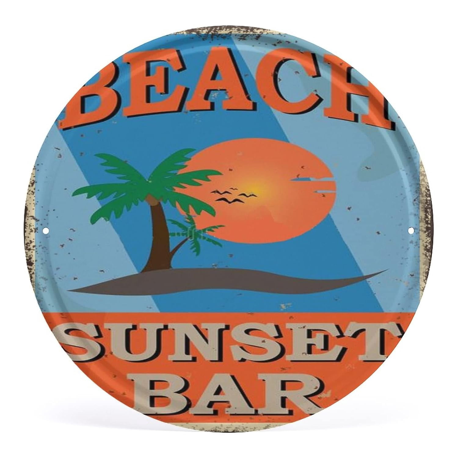 BEACH SUNSET BAR pubs decor Round Vintage Metal Tin Signs Animal ...