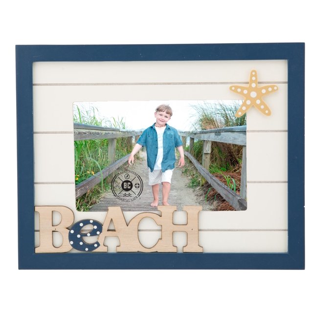 BEACHCOMBER Wood Beach Photo Frame with Raised Accents - Walmart.com