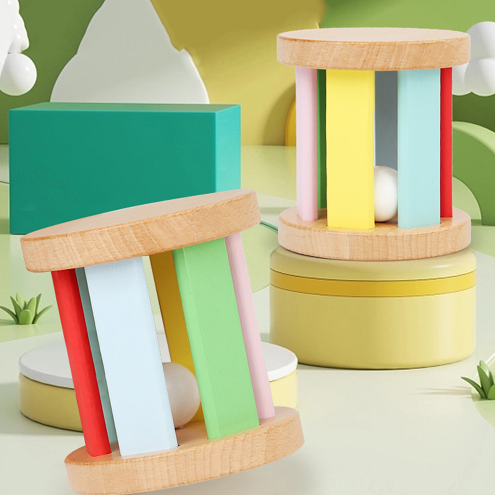 BEADCEST 1Pack Wooden Roller Rattle Cylindrical Shape Assorted Color ...