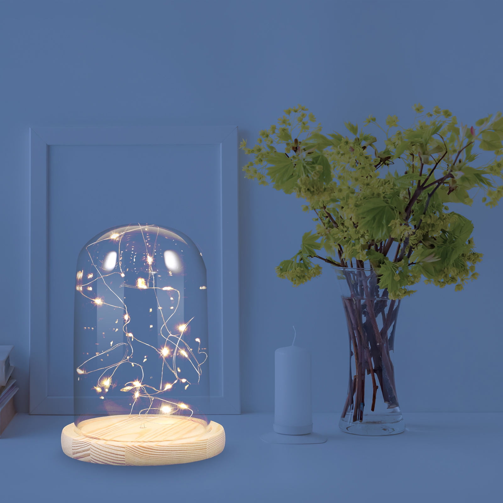 BEADCEST 1Pcs Bell Jar Display Dome Glass Dome Night Light Warm White ...