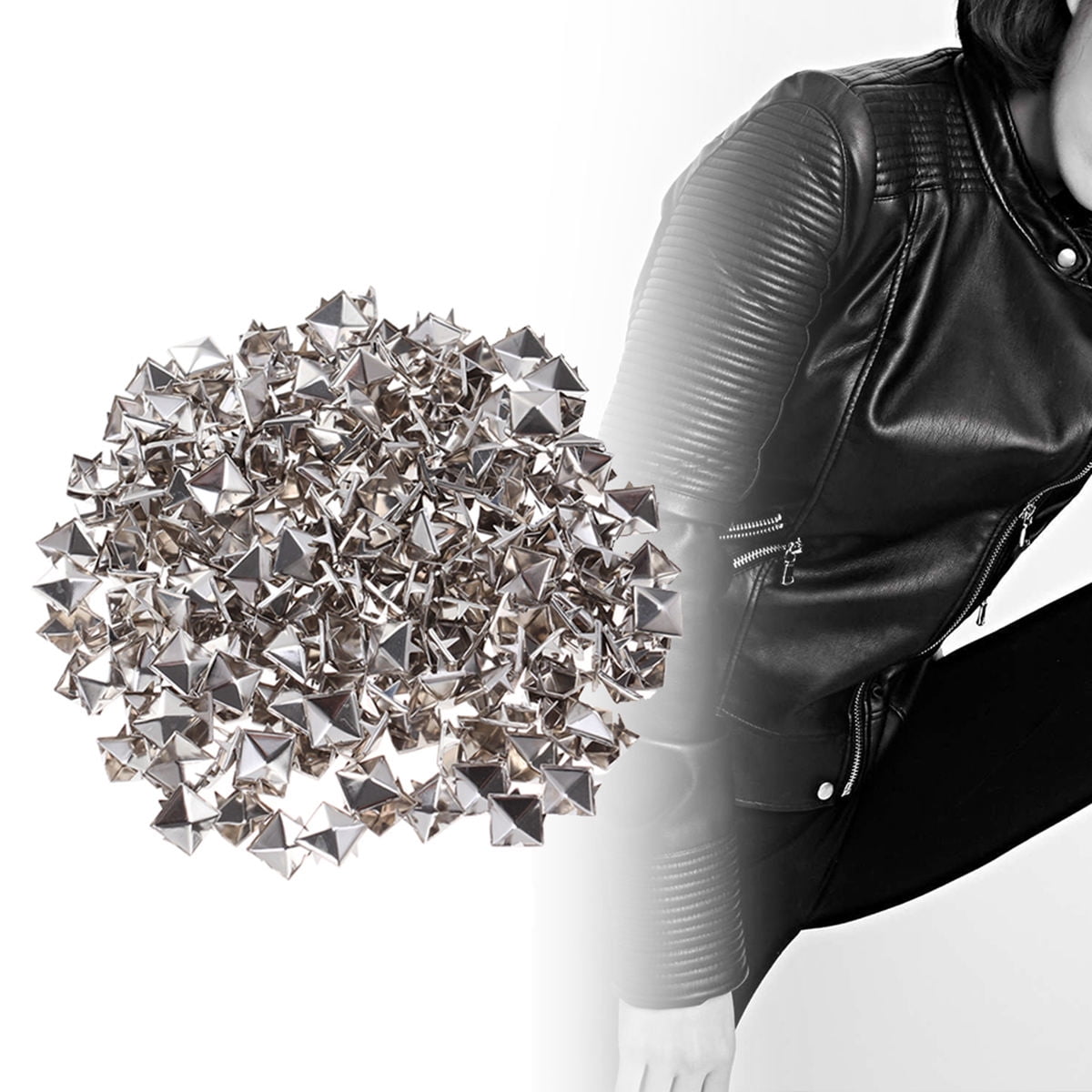 BEADCEST 200Pcs 0.4x0.4in Silver Steel Rivet Punk Spikes for Clothes ...