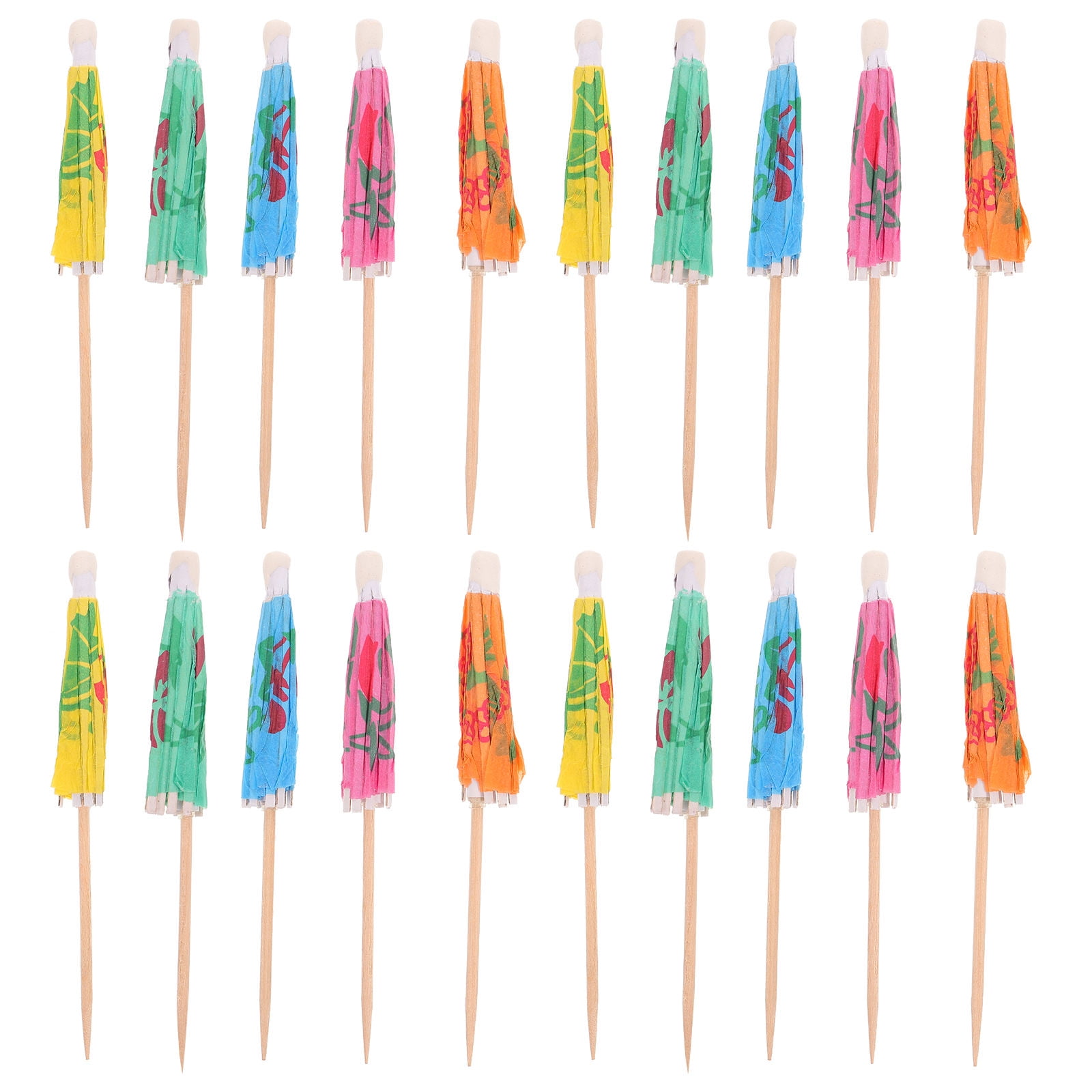 BEADCEST Mini Paper Umbrella Picks 50Pcs Wood Decoration for Tropical ...