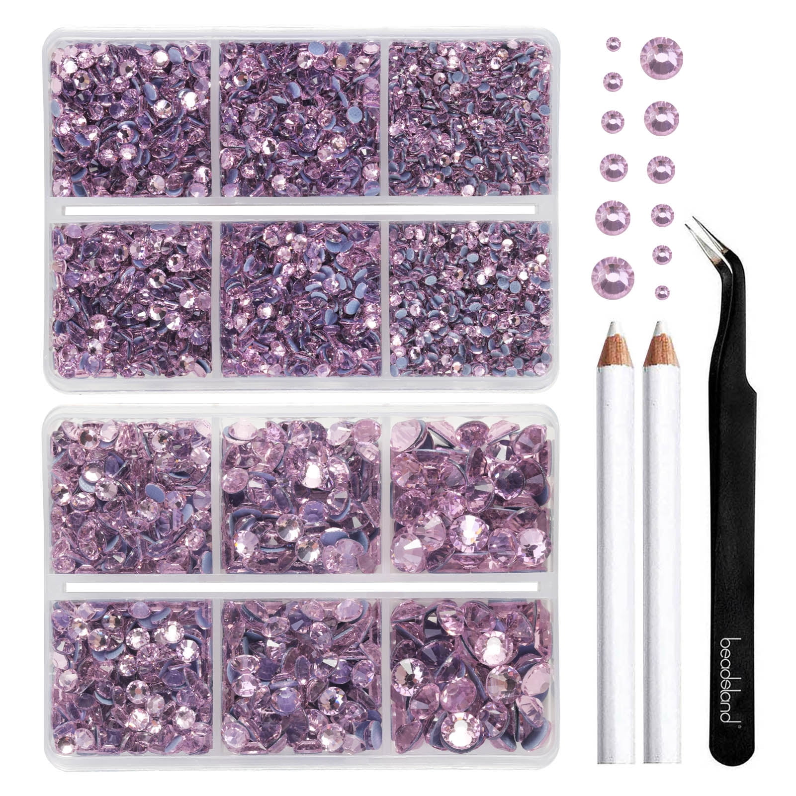 BEADSLAND 6080PCS Blue Hotfix Rhinestones, 6 Sizes with Wax Pencil and ...