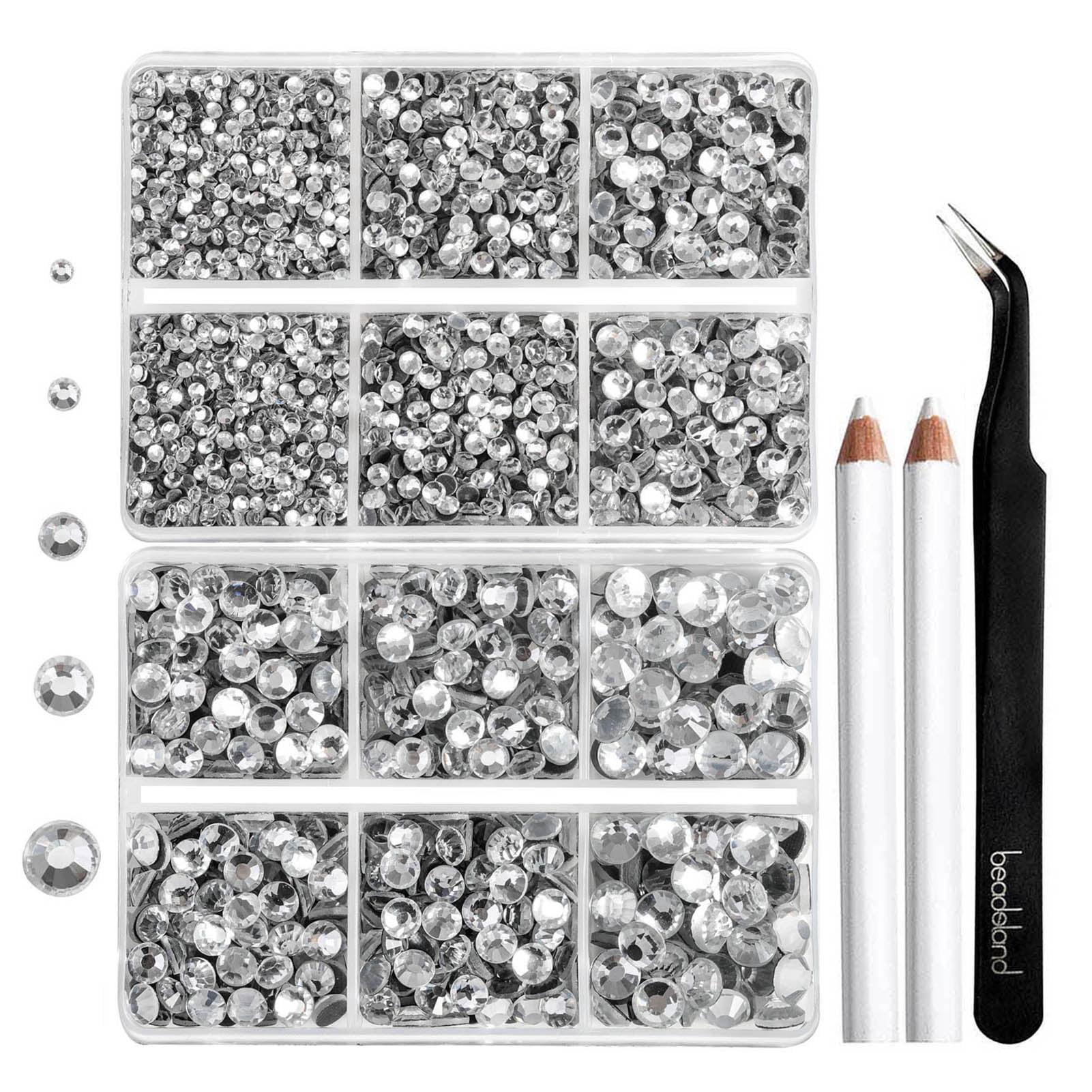 BEADSLAND Hotfix Rhinestones Kit 6736pcs with 5 Sizes SS6-SS30 for ...