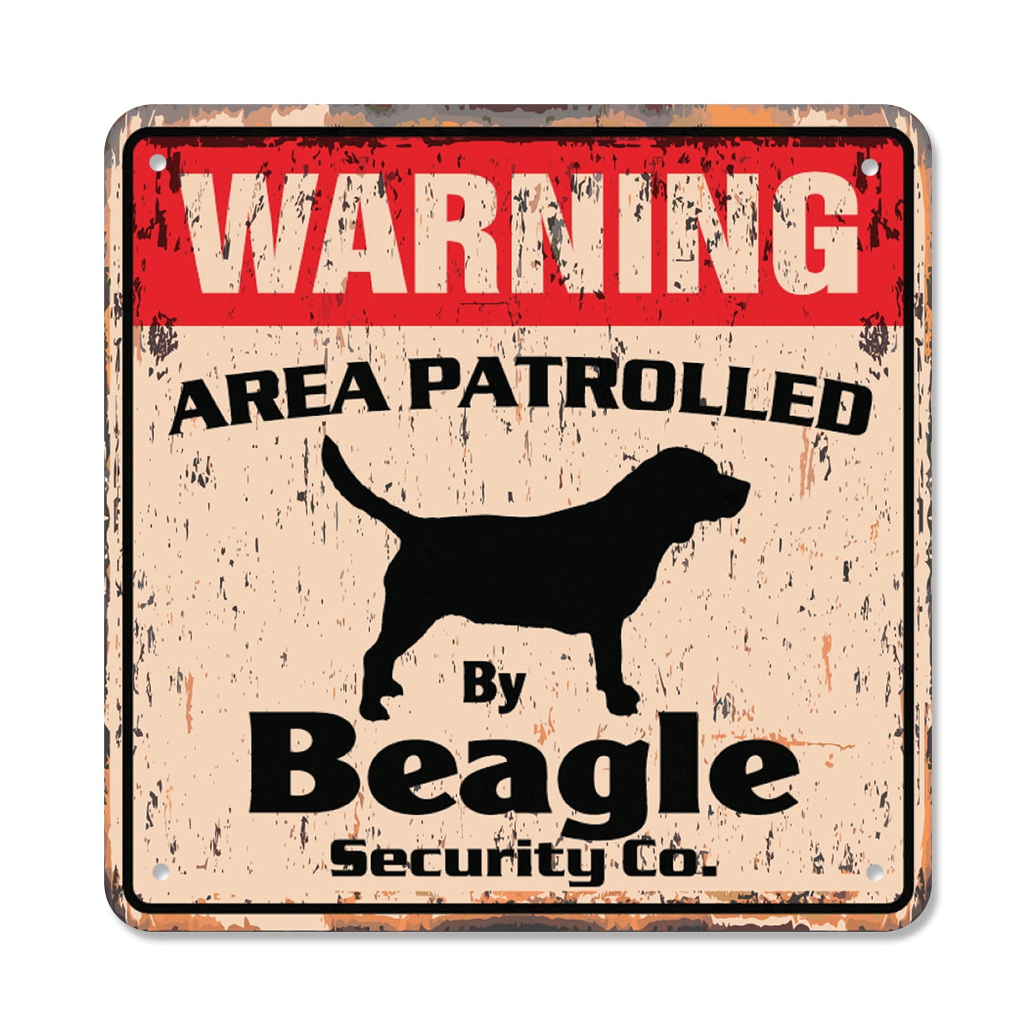 BEAGLE Vintage Security Sign Area Patrolled pet vet dog puppy breeder ...