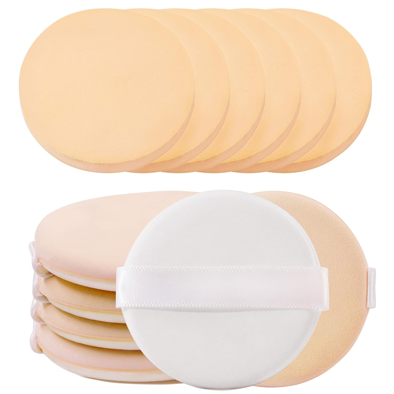 BEAKEY 12 Pcs Round Makeup Sponges with Air Cushion Powder Puff, Latex ...