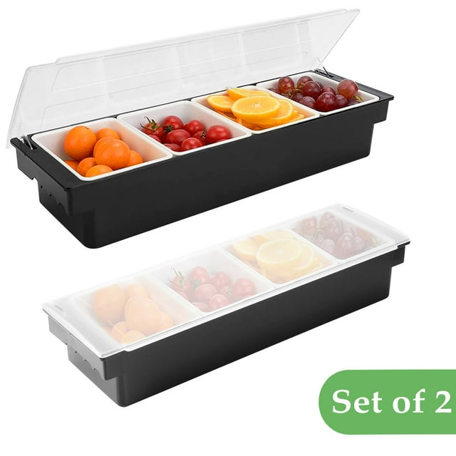 BEAMNOVA Chilled Condiment Server with Lid, 4 Compartments Ice Chilled ...