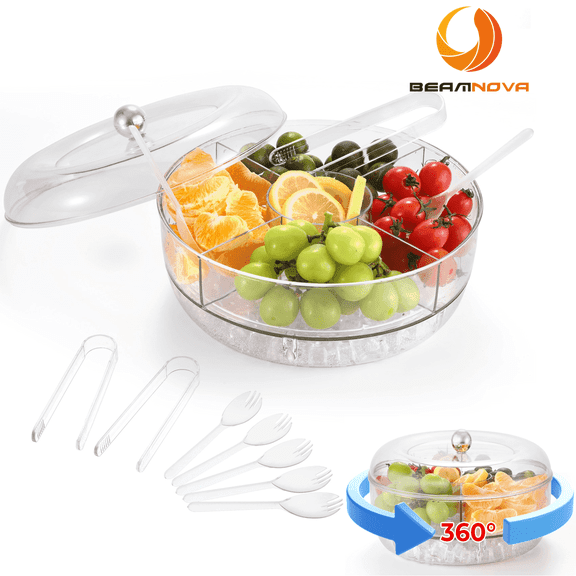 Ice Chilled Condiment Caddy with Lid – 5 Removable Compartments ...