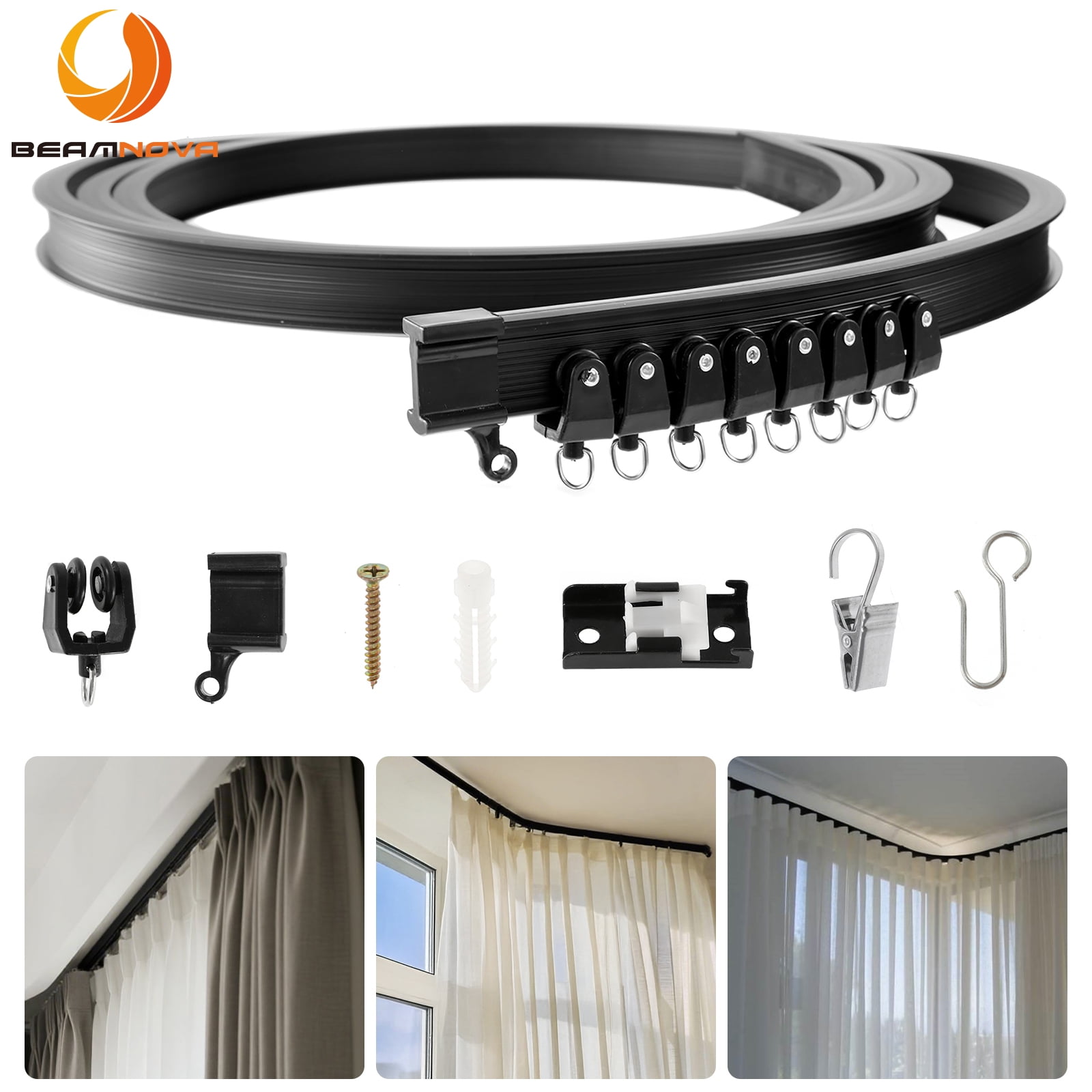 Beamnova Ceiling Curtain Track Kit, 16.4ft Flexible Bendable Rail ...