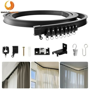 GXCZ Ceiling Curtain Rail With 2 Rows Of Pulleys, White Double Curtain ...
