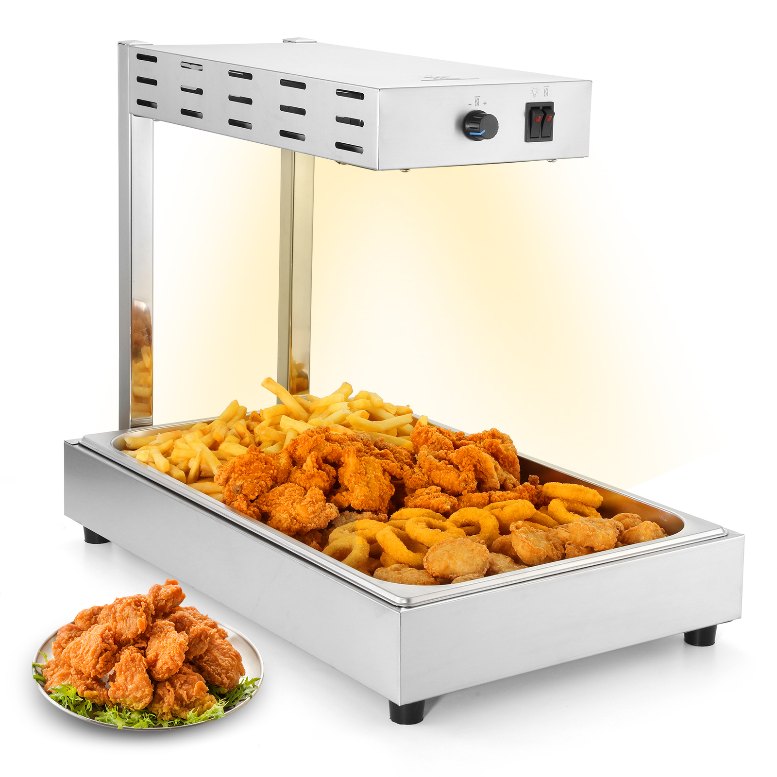 BENTISM Fry Warmer French 23"x13.5", Fry Heat Lamp with Drain Board ...