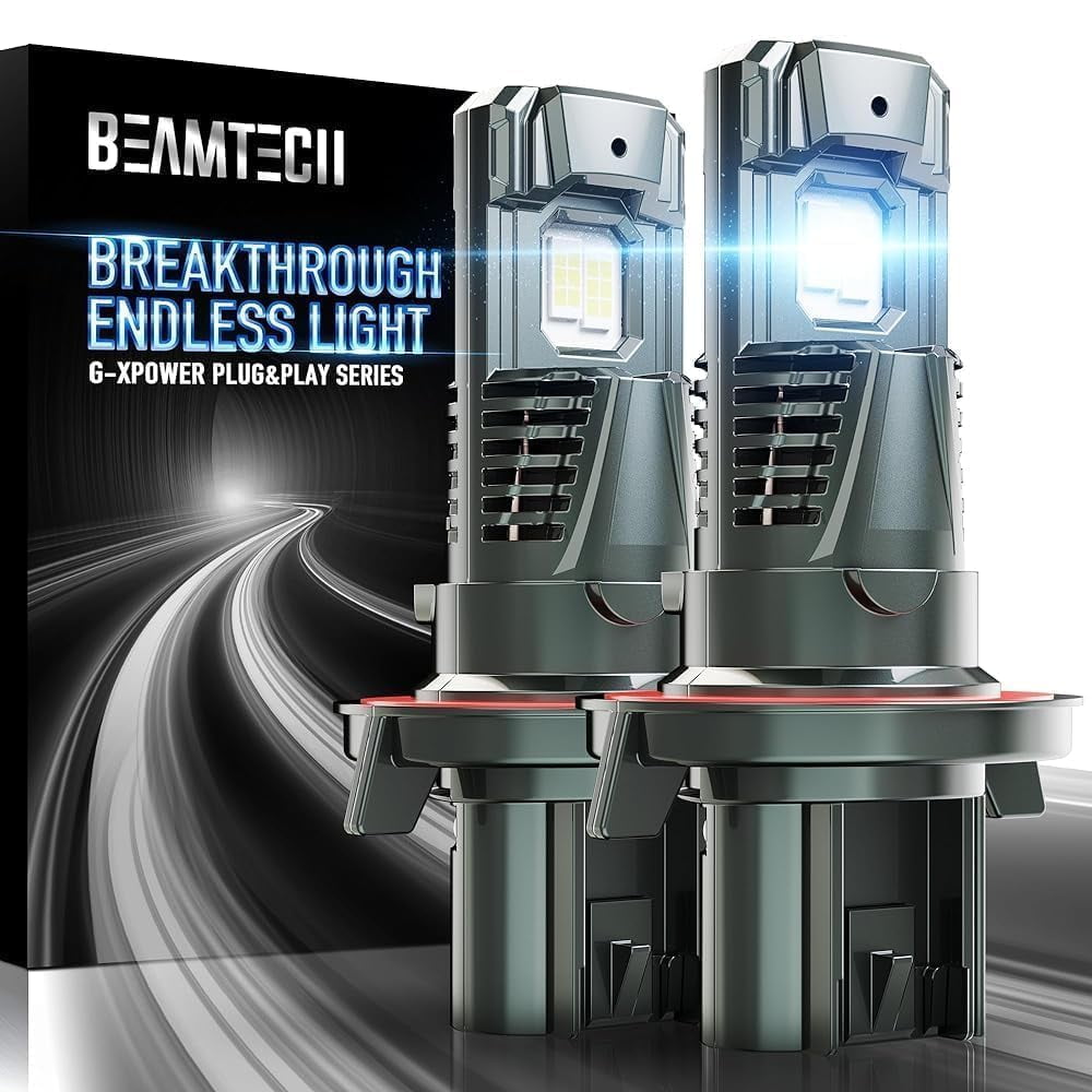 BEAMTECH H13/9008 Light Bulbs, RRF12 G-XPower Chips 500% Brighter 6500K ...