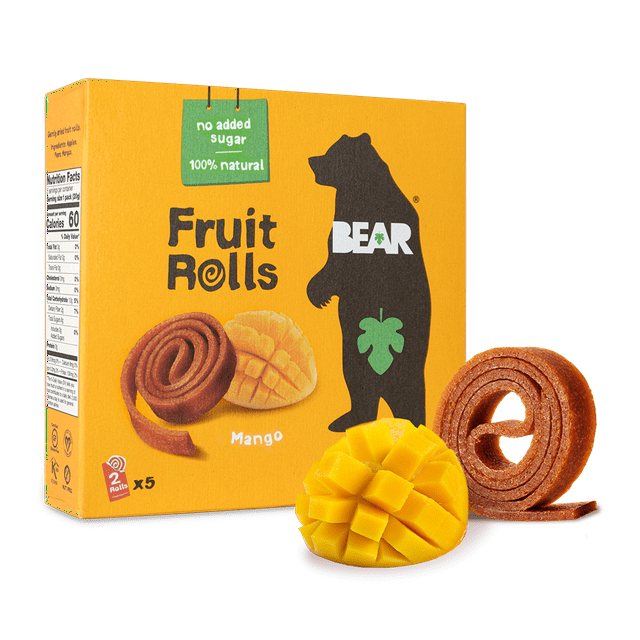 BEAR Mango Fruit Snack Rolls, 5 Count, 3.5oz, 100% Natural, Non-GMO ...