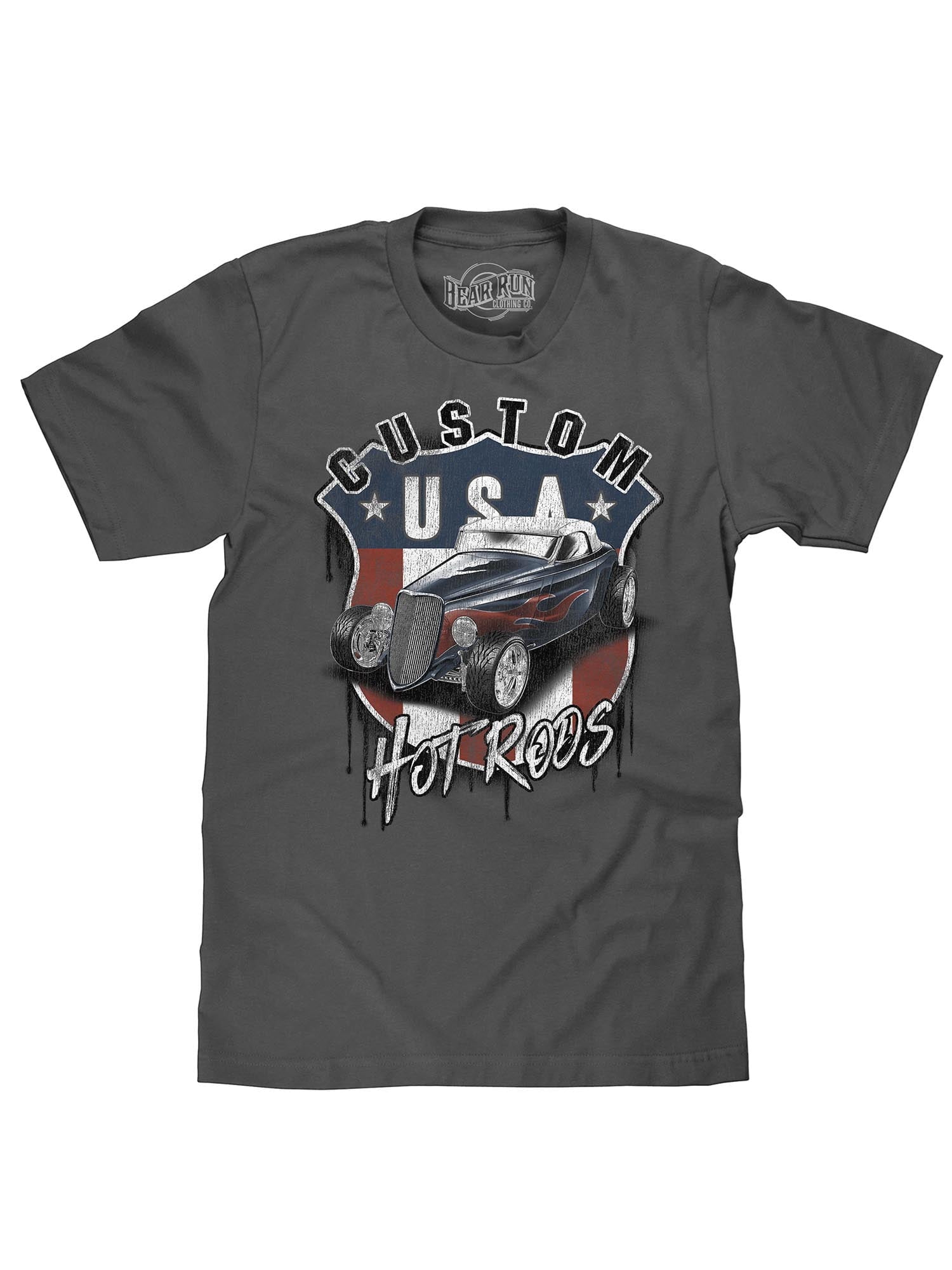 BEAR RUN Men's USA Custom Hot Rods Car Faded Graphic T-Shirt (XXL ...