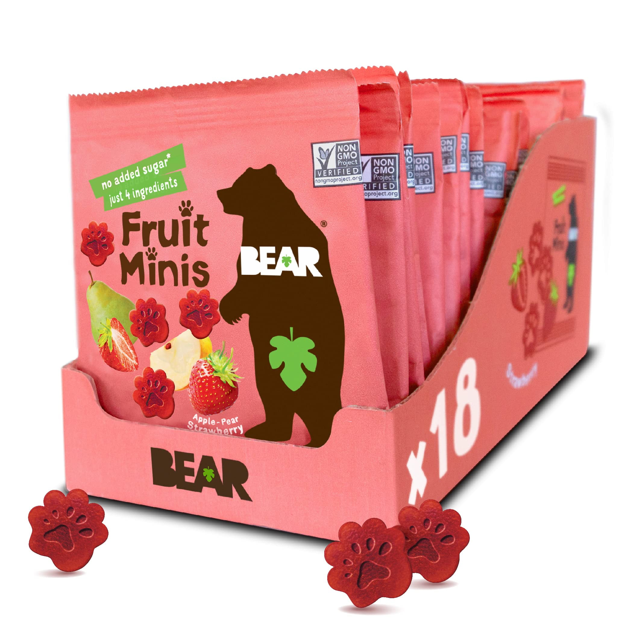 BEAR Real Fruit Snack BCF26 Minis, Strawberry - (Pack of 18) - Bite ...