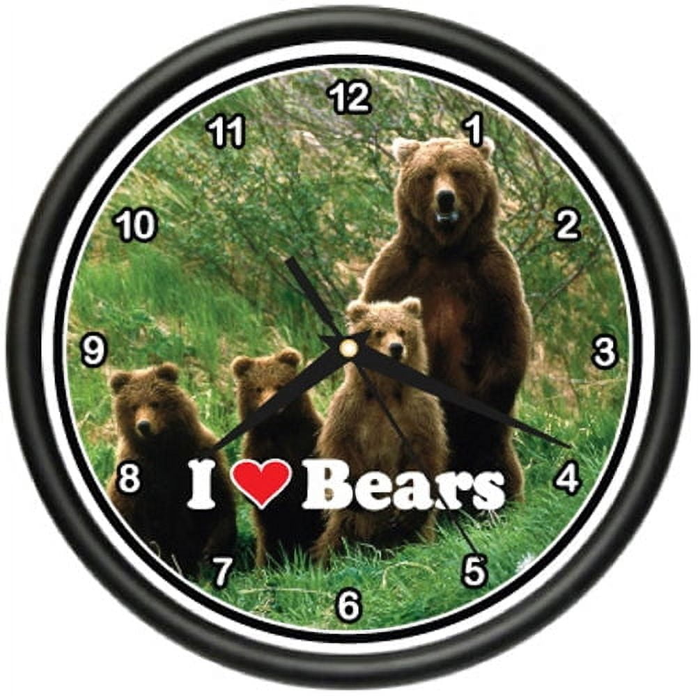 BEAR Wall Clock lover animal brown cub art cabin gift - Walmart ...