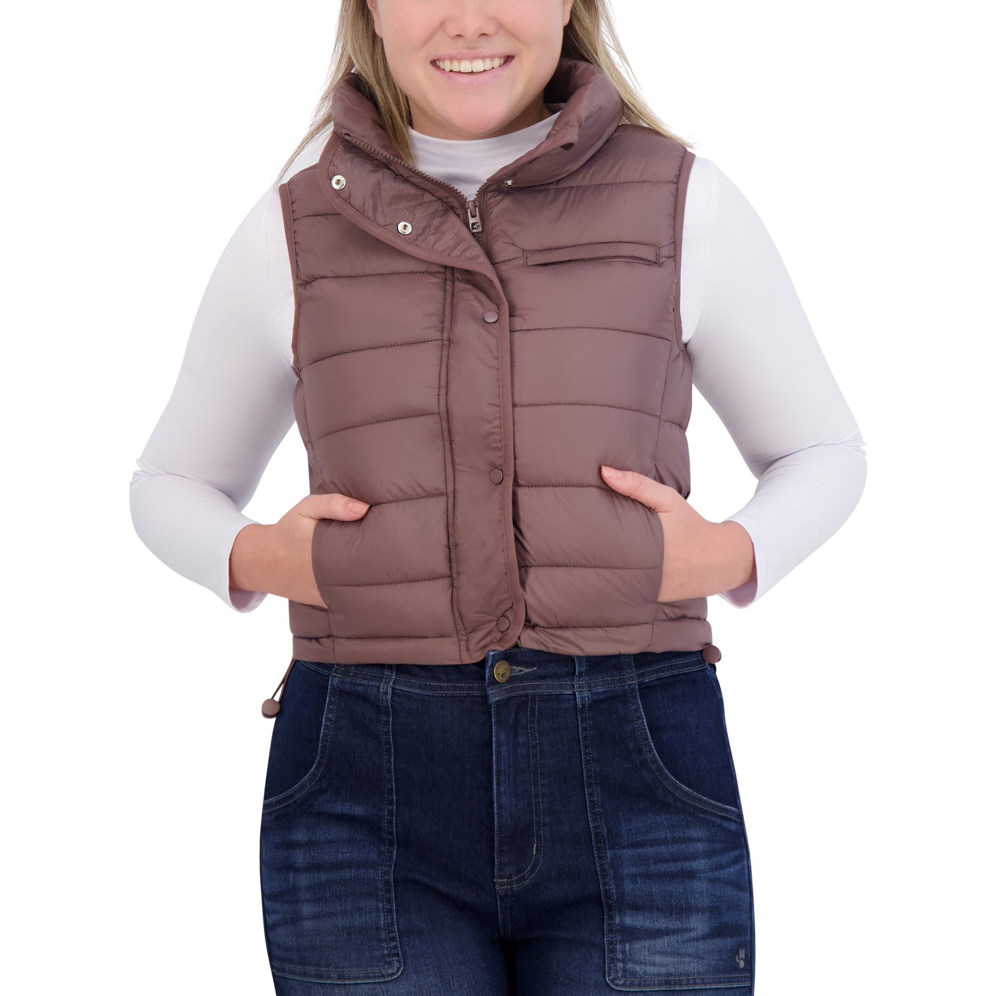 BEARPAW Women's Nylon Zipper Front Puffer Vest Vest - Walmart.com
