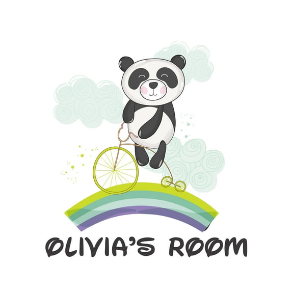 BEARS - Multicolored Vinyl Wall Décor Sticker Panda Bear Bicycle ...