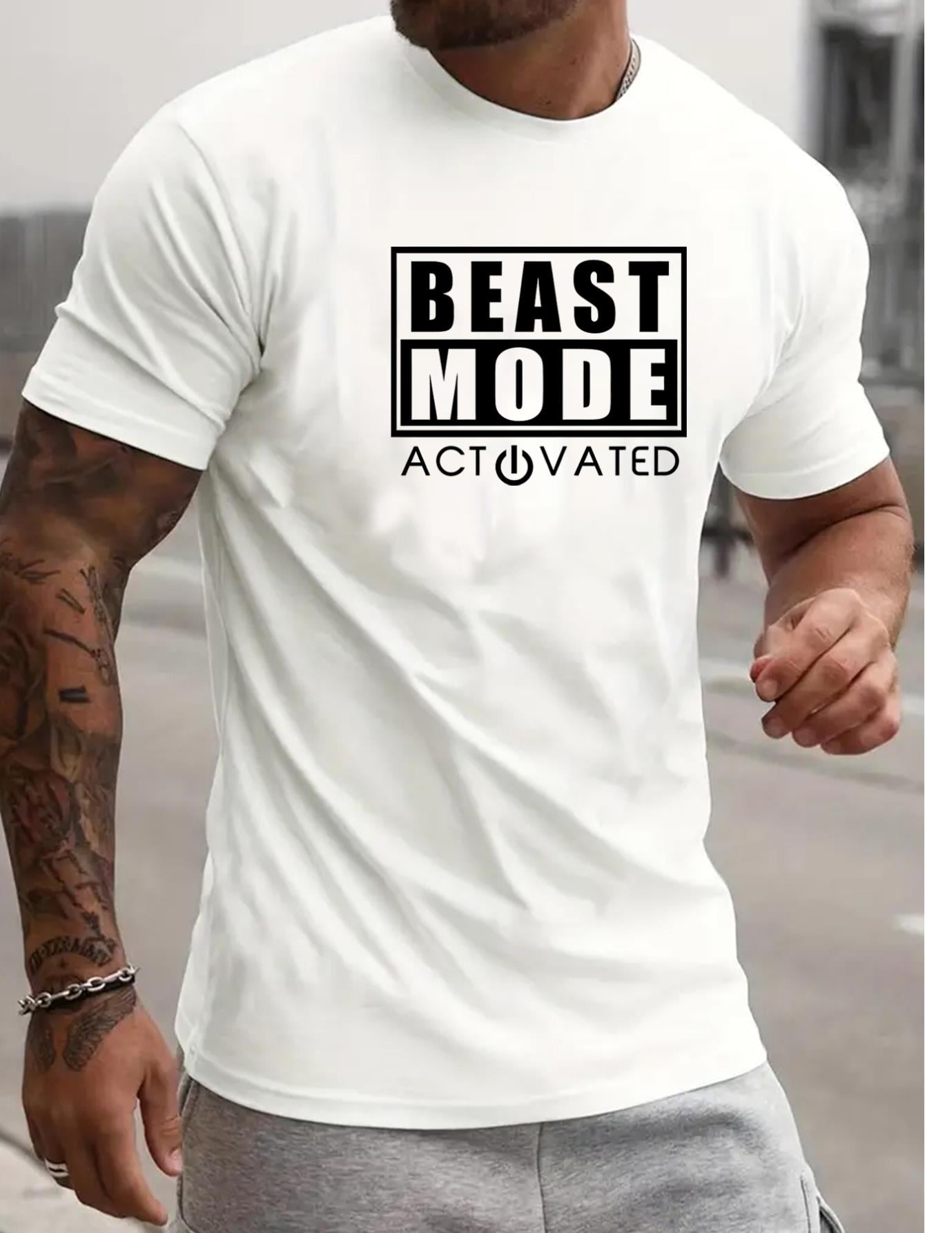 BEAST MODE Print Men's Short Sleeve T-shirts, Comfy Casual Breathable ...