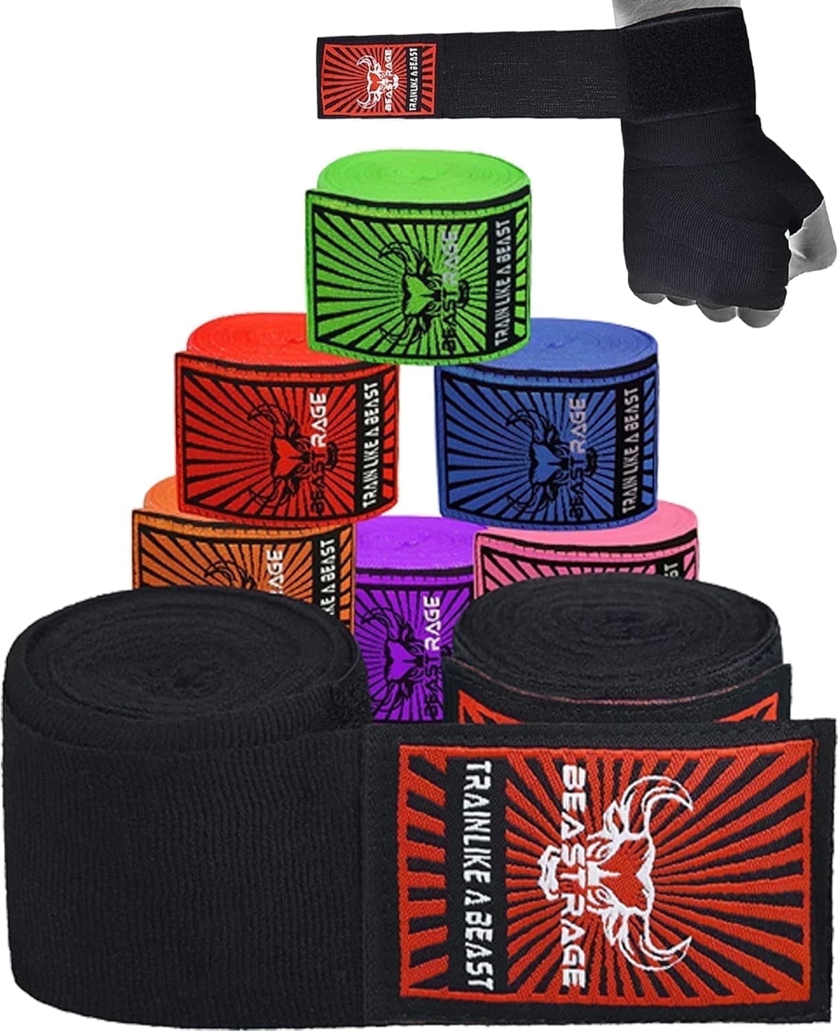 "BEAST RAGE Boxing Hand Wraps Men Protection MMA Support Inner Gloves ...