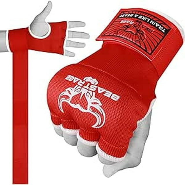 ''BEAST RAGE Boxing Wraps Hand Gel Gloves MMA 75cm Long Wrap Padded ...