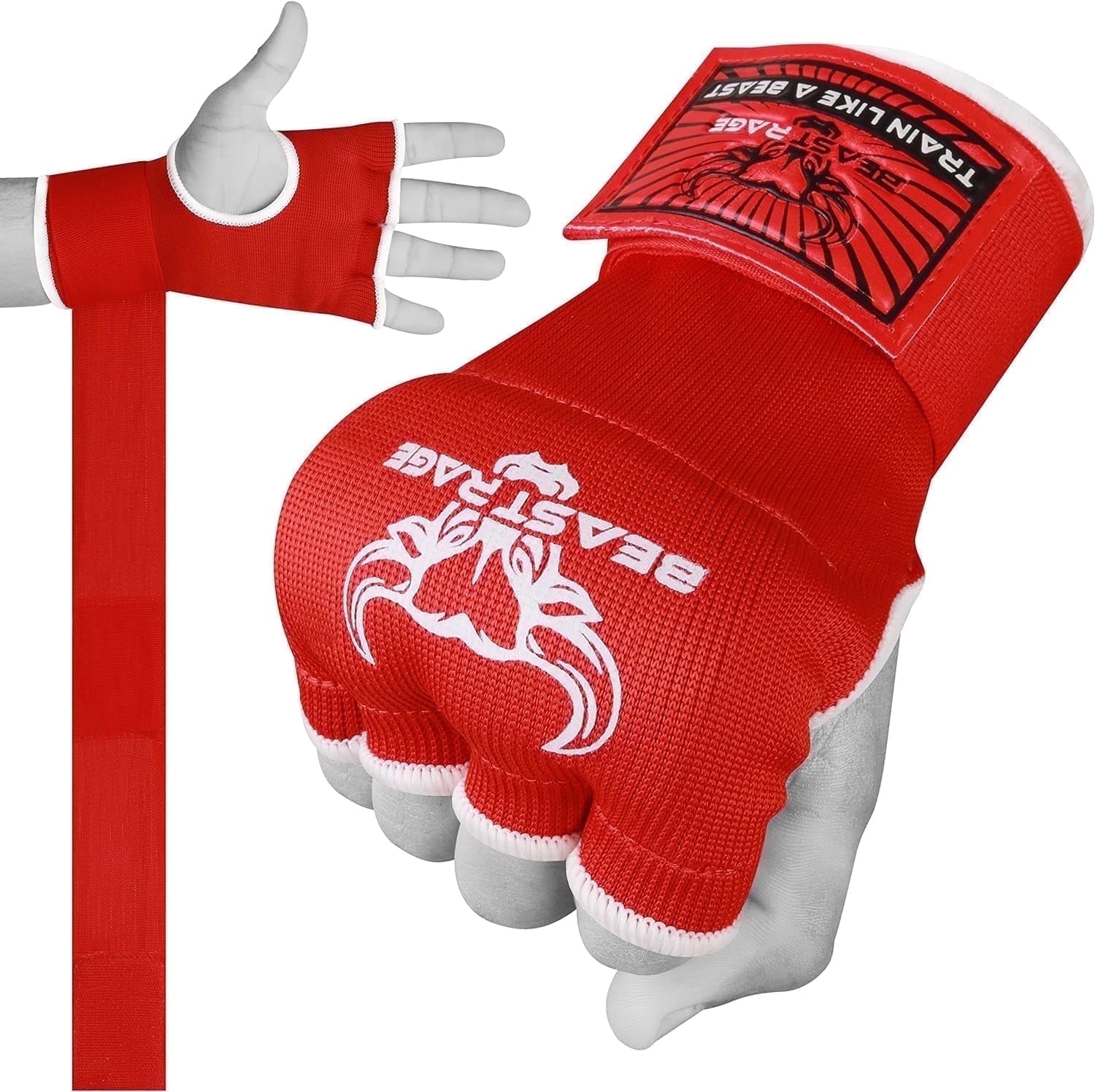''BEAST RAGE Boxing wraps hand gel gloves MMA 75cm long wrap padded ...