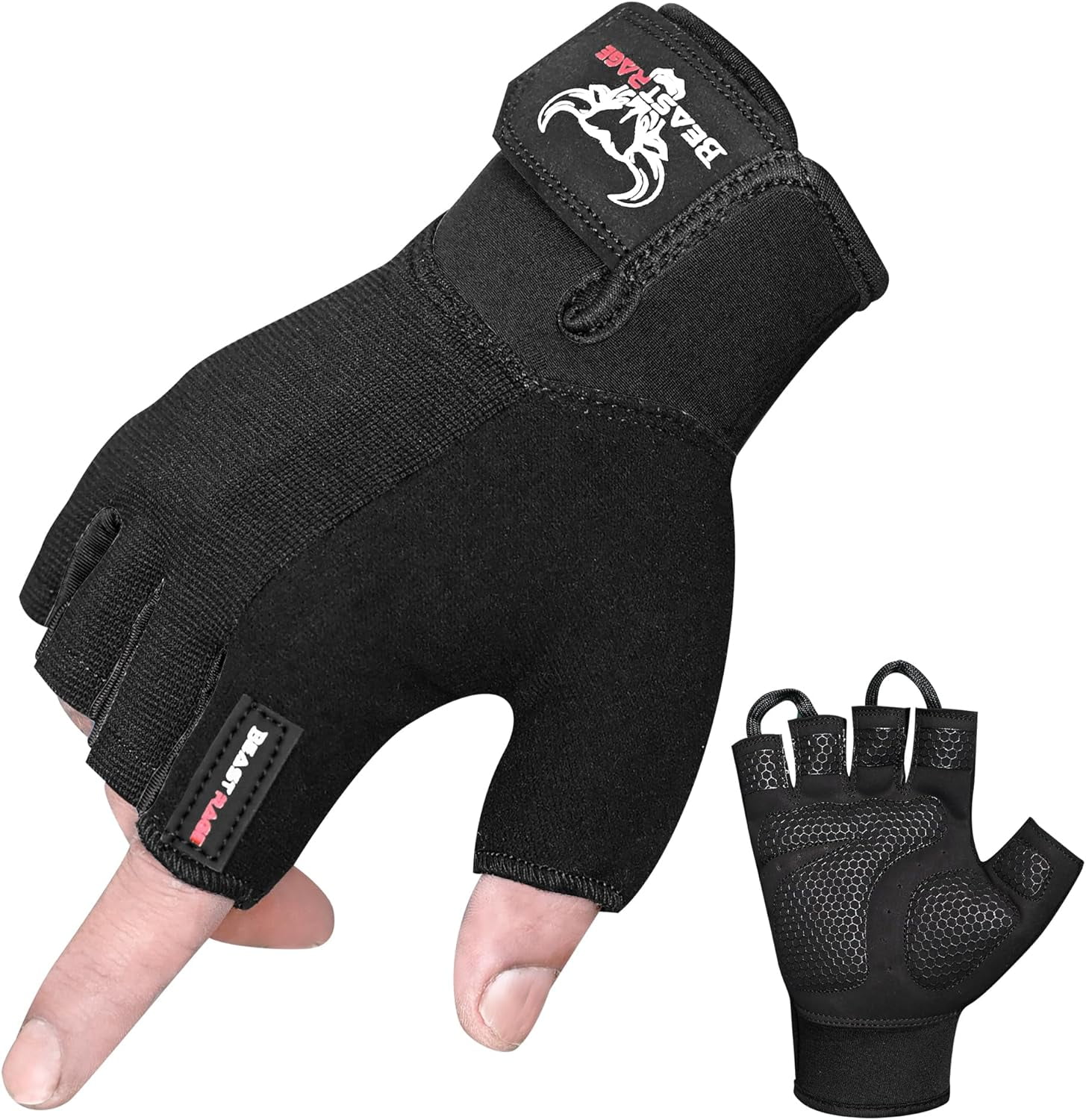 BEAST RAGE Gym Gloves Weight lifting Gloves Training Anti Slip Padded ...