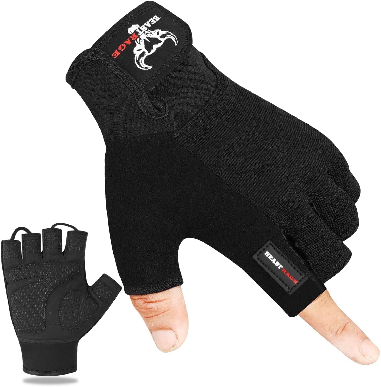 BEAST RAGE Gym Gloves Weight lifting Gloves Training Anti Slip Padded ...