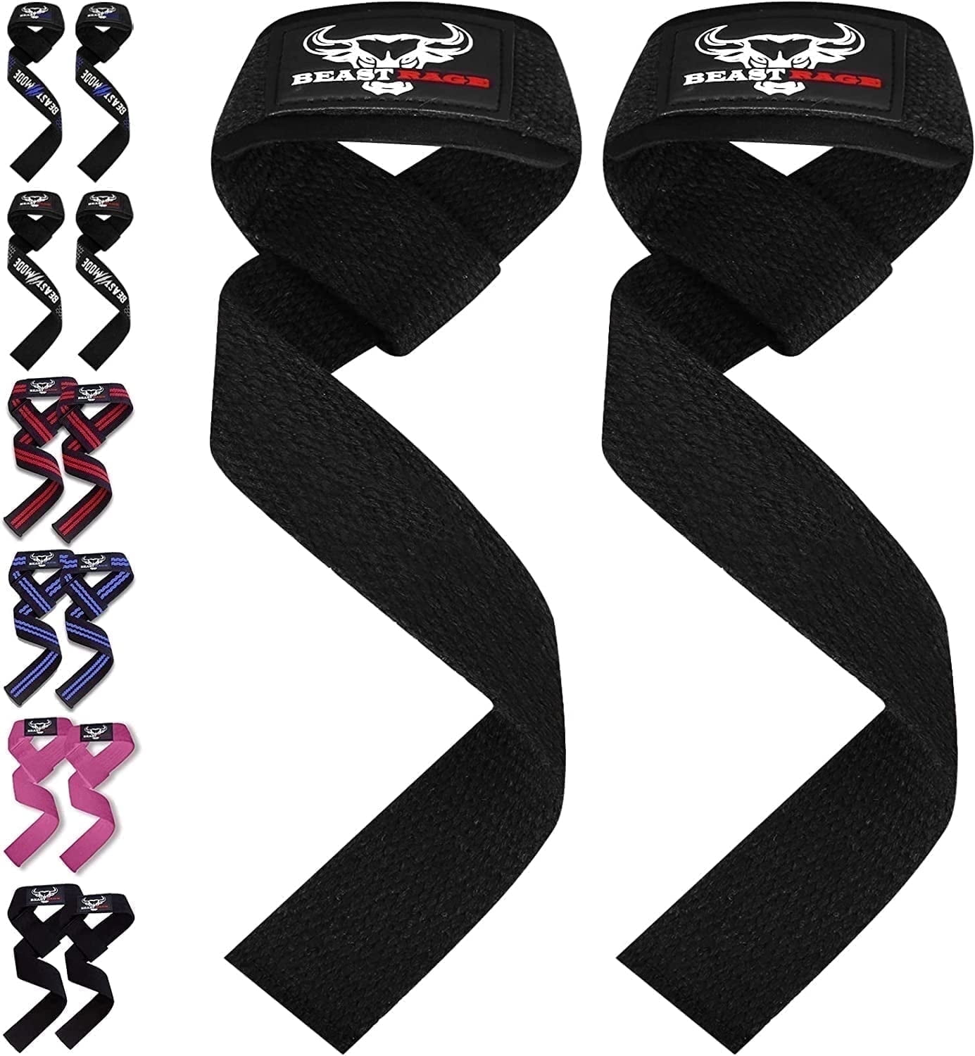 "BEAST RAGE Weight Lifting Straps Fitness Padded Cotton Wrist Support ...