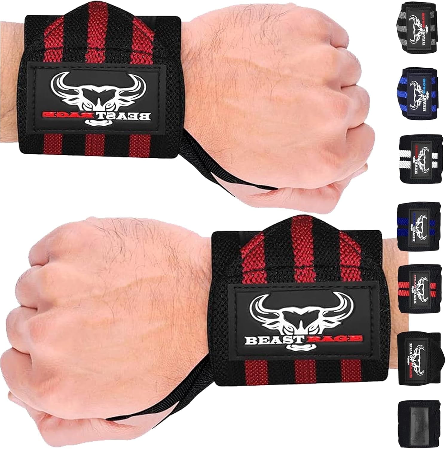 BEAST RAGE Weight Lifting Straps Wrist Wraps Fitness Padded Cotton ...