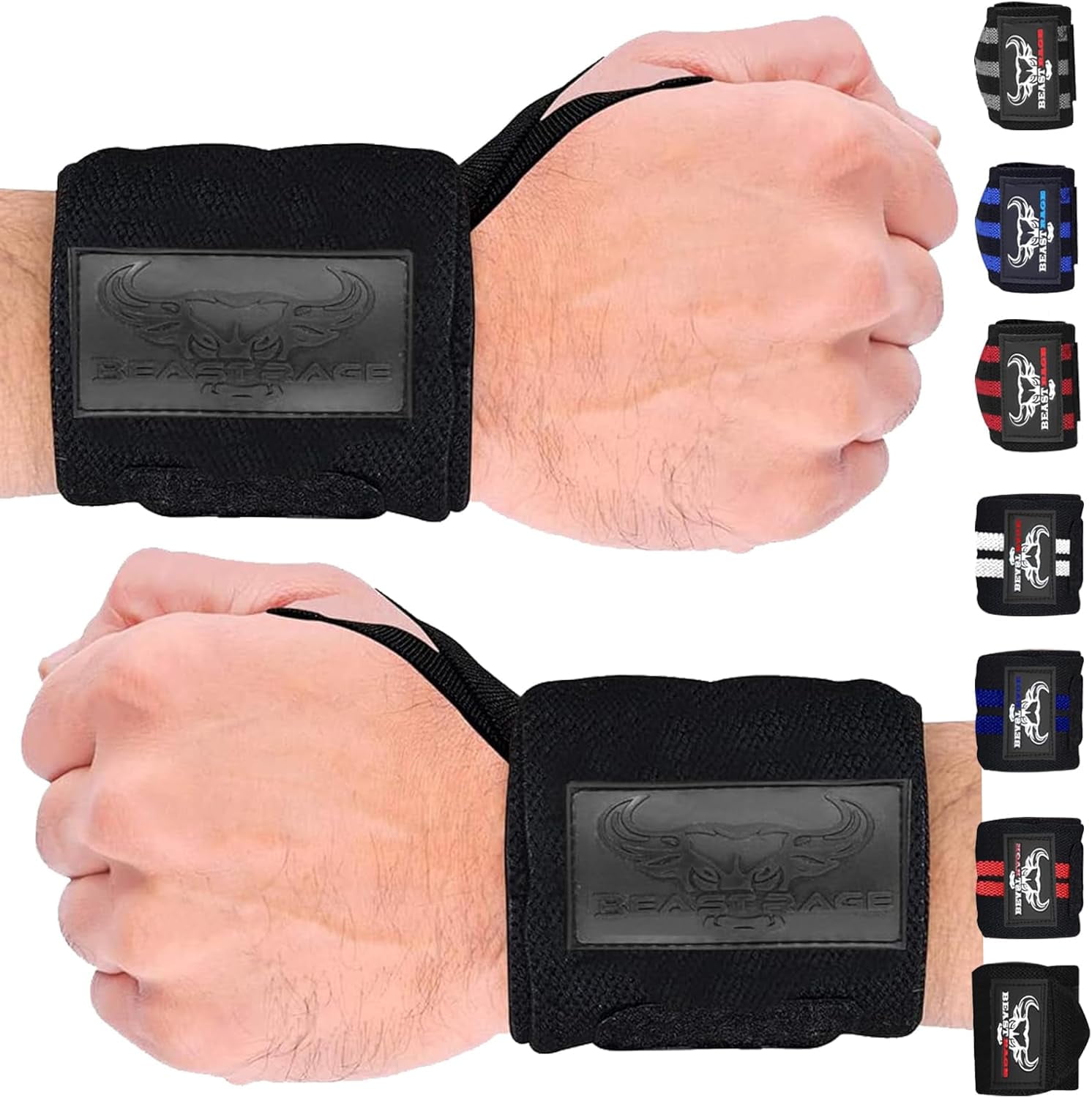 BEAST RAGE Weight Lifting Straps Wrist Wraps Fitness Padded Cotton ...