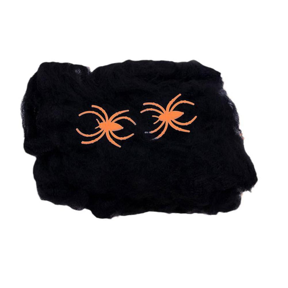 BEATIZ Halloween Spider Web with Black Spider Stretchable Cobweb Party ...