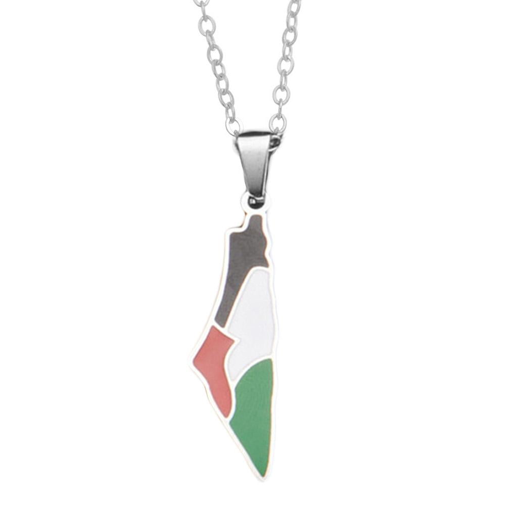 BEATIZ Palestine Map Stainless Steel Pendant Map Chains Flags ρ ...