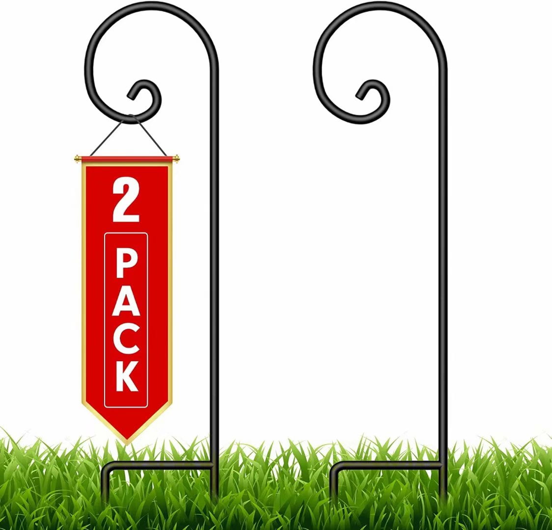 BEAU JARDIN 2Pk 35in Solid Iron Double String Tall Shepherd Hooks for ...
