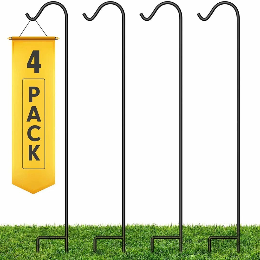 BEAU JARDIN Outdoor Extra Large Double Iron 4 Pack Shepherd Hook 92in ...