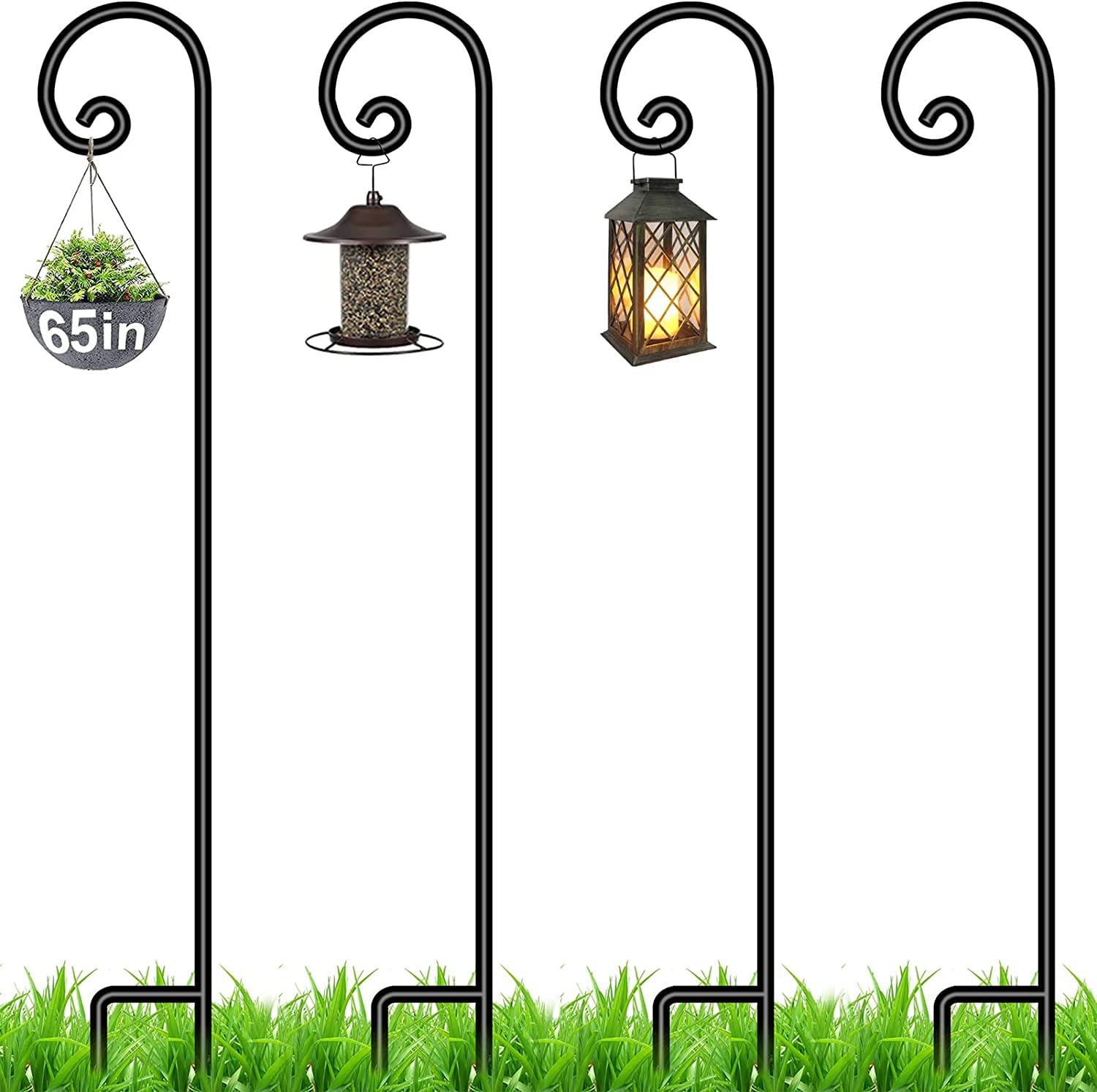 BEAU JARDIN 4-Pack 65in Tall Heavy Duty Shepherd's Hooks - For Hanging ...