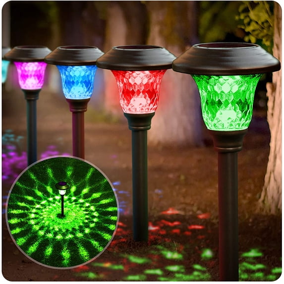 BEAU JARDIN 8 Pack Solar Lights, 7 Color Changing, Waterproof, Auto On ...