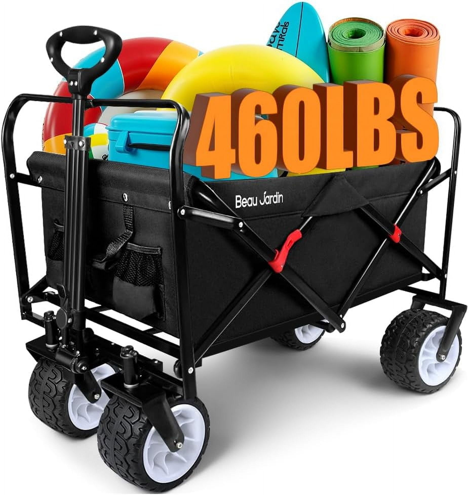 BEAU JARDIN Collapsible Folding Beach Wagon 460lbs Foldable Wagon Cart ...