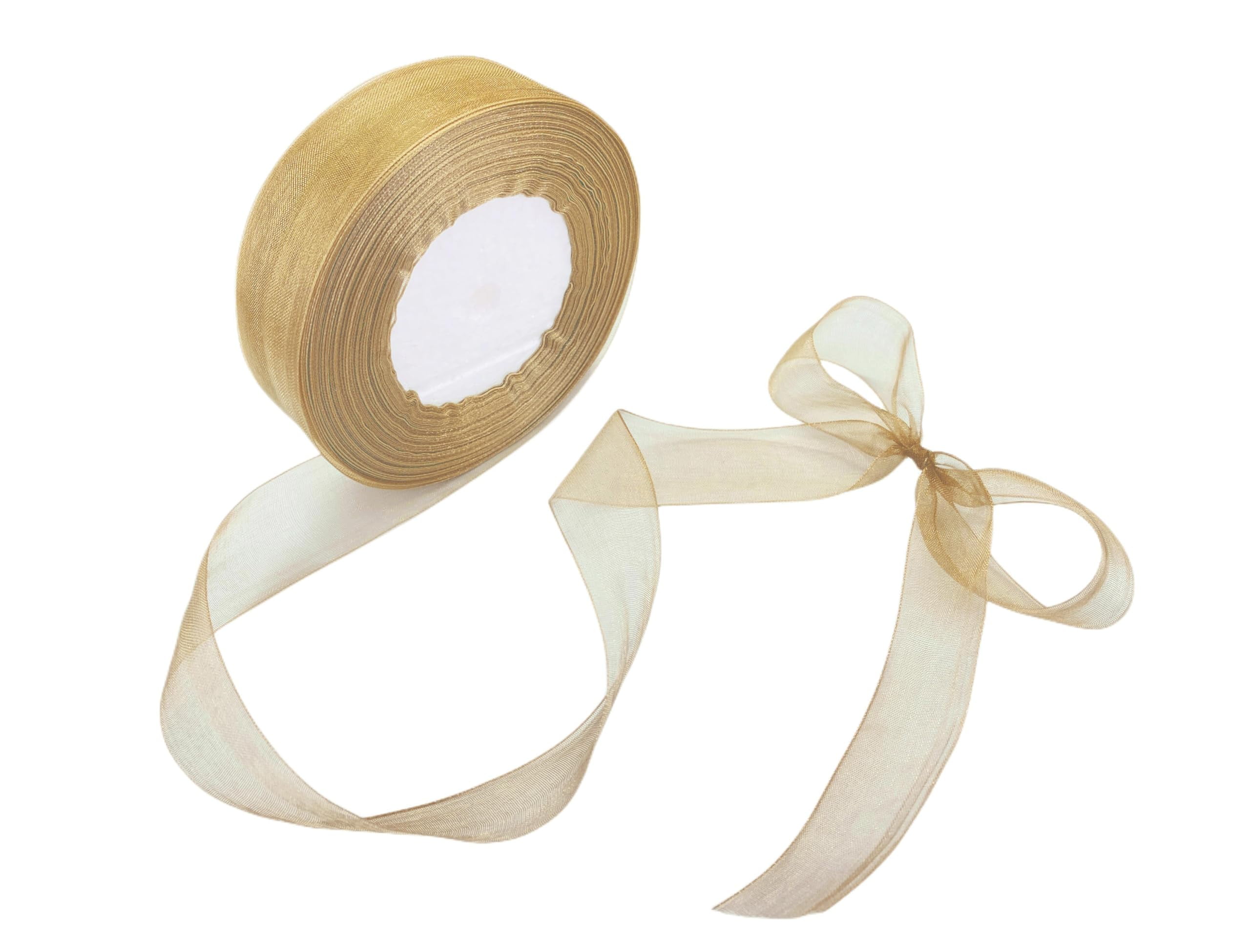 BEAUTOPE 1 Inch 50 Yards Sheer Organza Ribbon Chiffon Ribbon for Gift Wrapping Wedding Bouquet ...