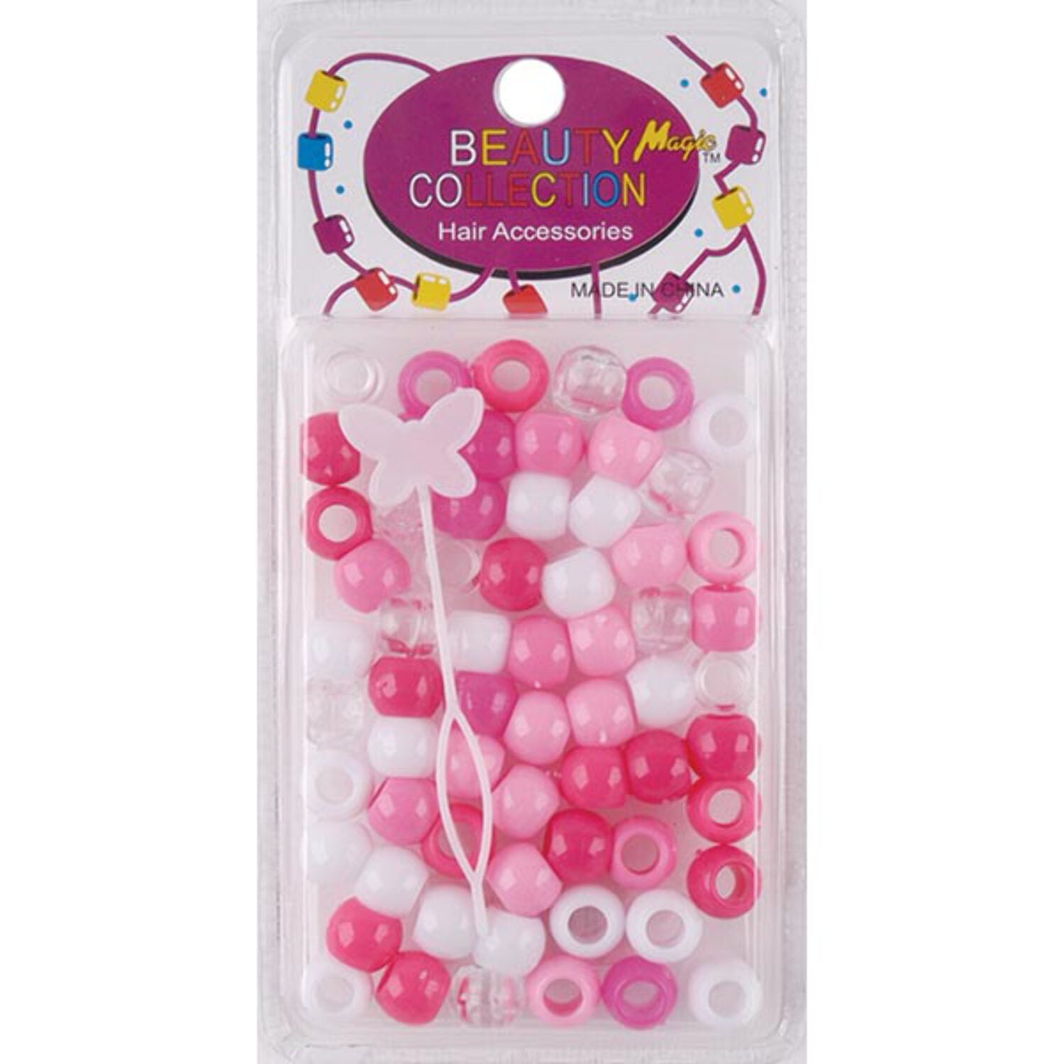 BEAUTY COLLECTION - Small Round Hair Bead 70PC PINK ASSORTED - Walmart.com